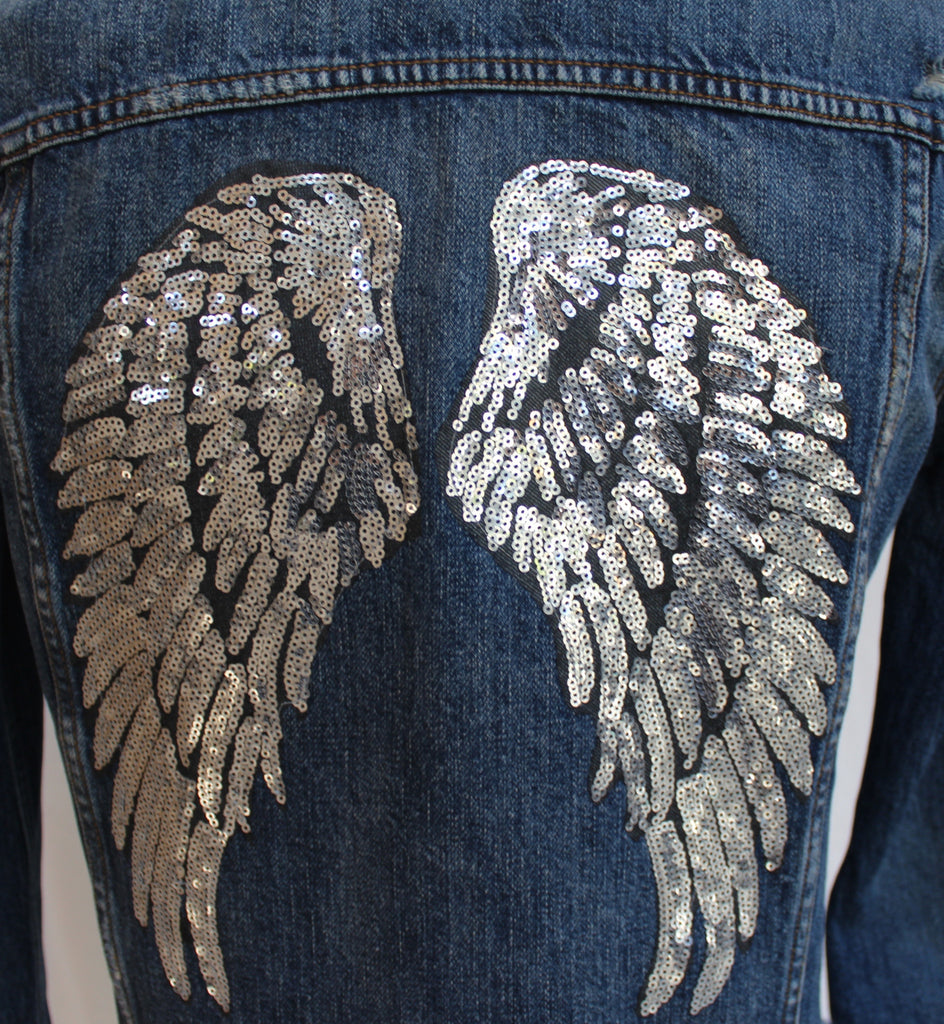 Custom Denim Jacket with Sequined Wing – Daniella Erin NYC